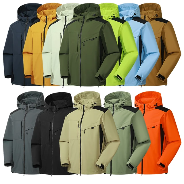 Men Jacket Custom Logo Autumn Patchwork Hooded Waterproof Windbreak ...