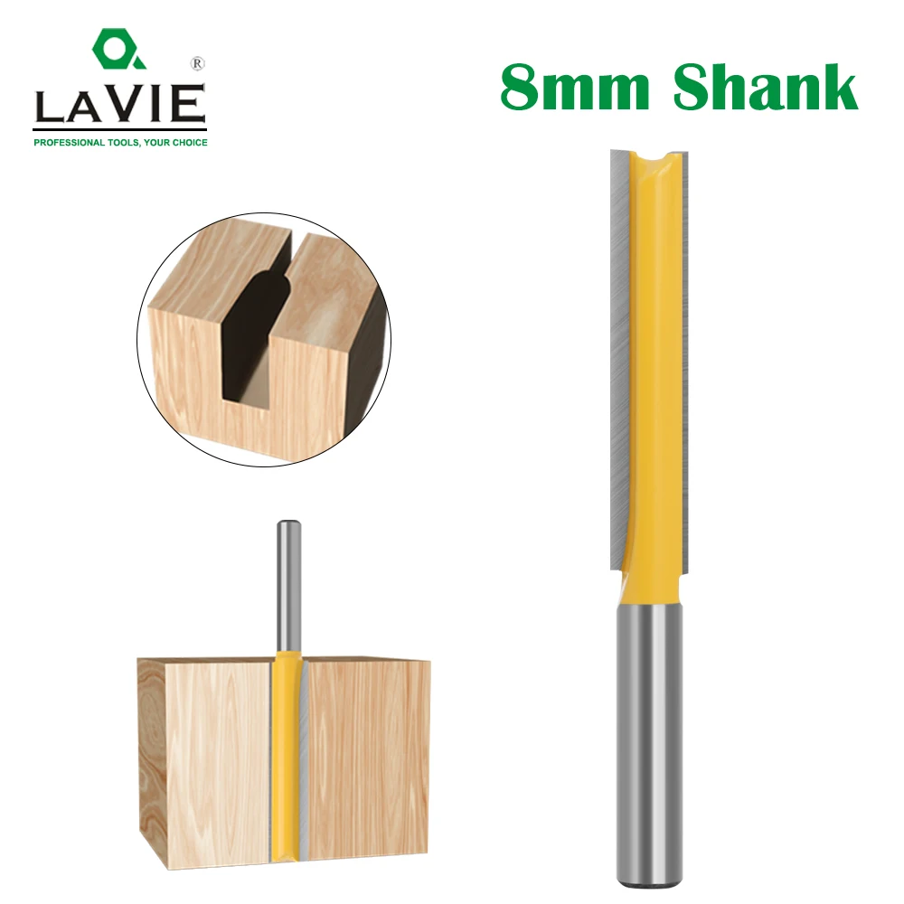 LAVIE 8mm Shank 50mm Long Straight Router Bit 3/8" Milling Cutting ...