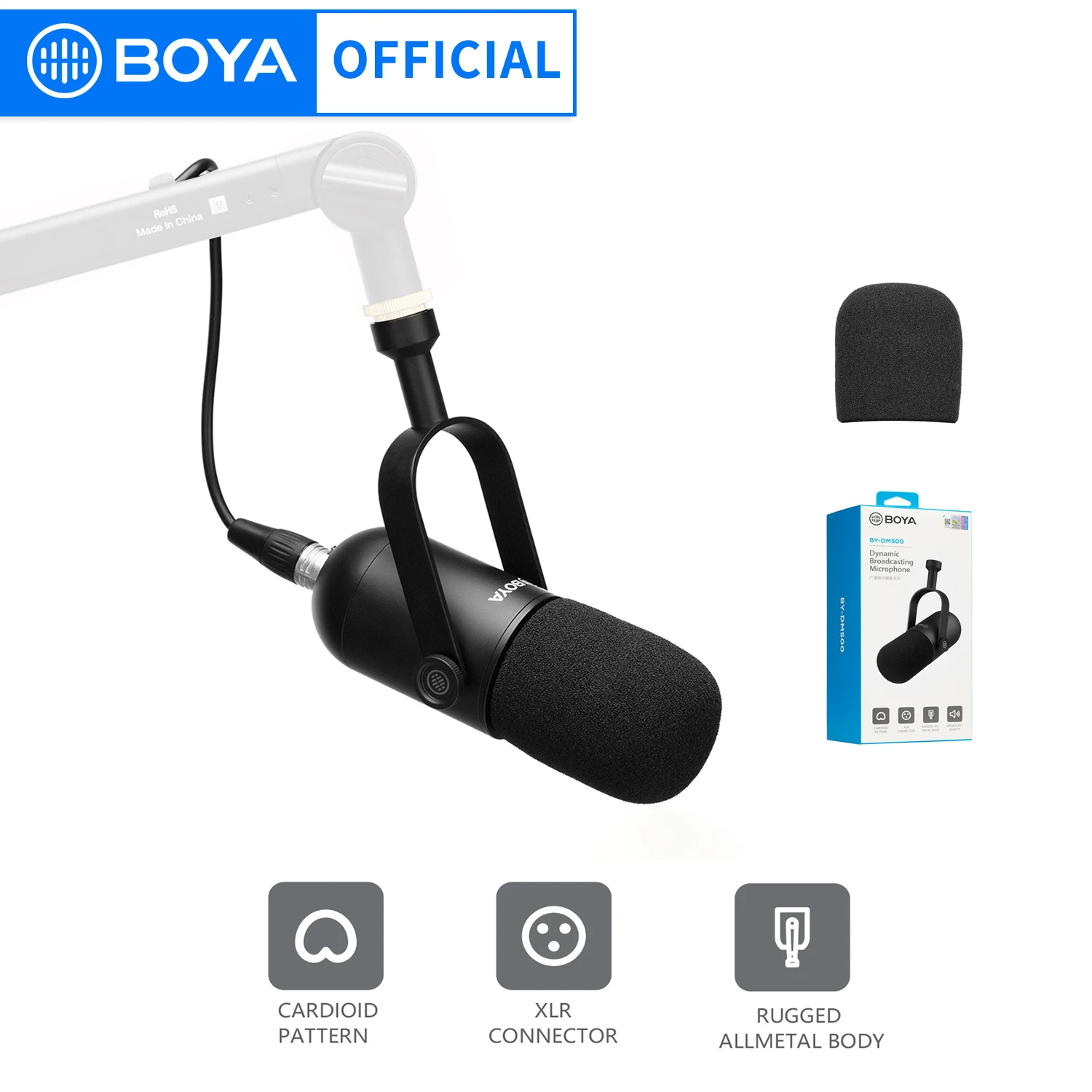 100% New Boya By-dm500 Cardoid Dynamic Microphone Professional Mic ...