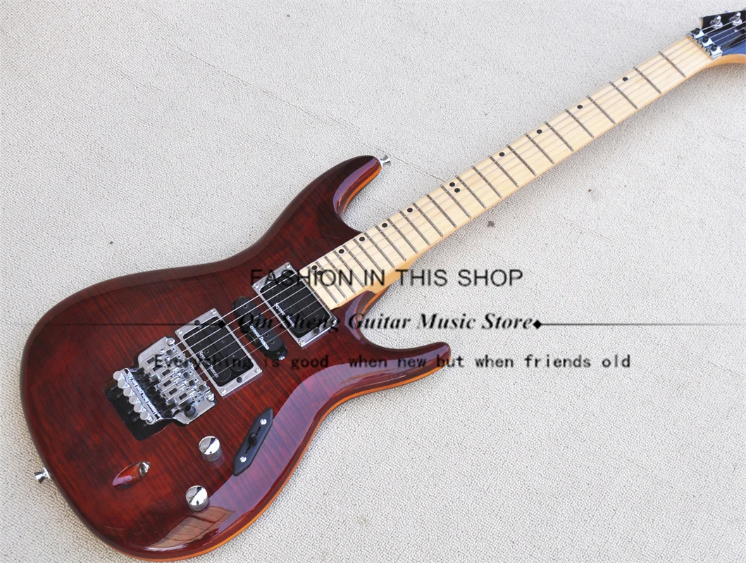 Ultra-thin-Electric-Guitar-Red-Brown-Guitar-Tremolo-Bridge-Mahogany ...