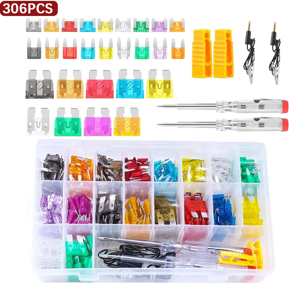 306Pcs-Standard-Mini-Low-Profile-Mini-Blade-Fuse-with-Fuse-Tester ...