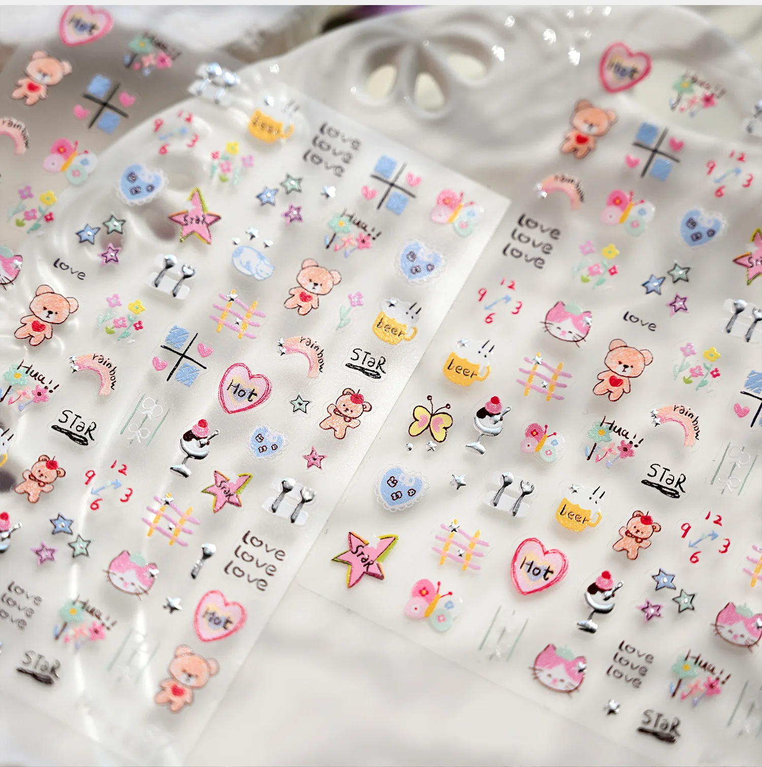 3D наклейки для ногтей PONYTREE | AliExpress