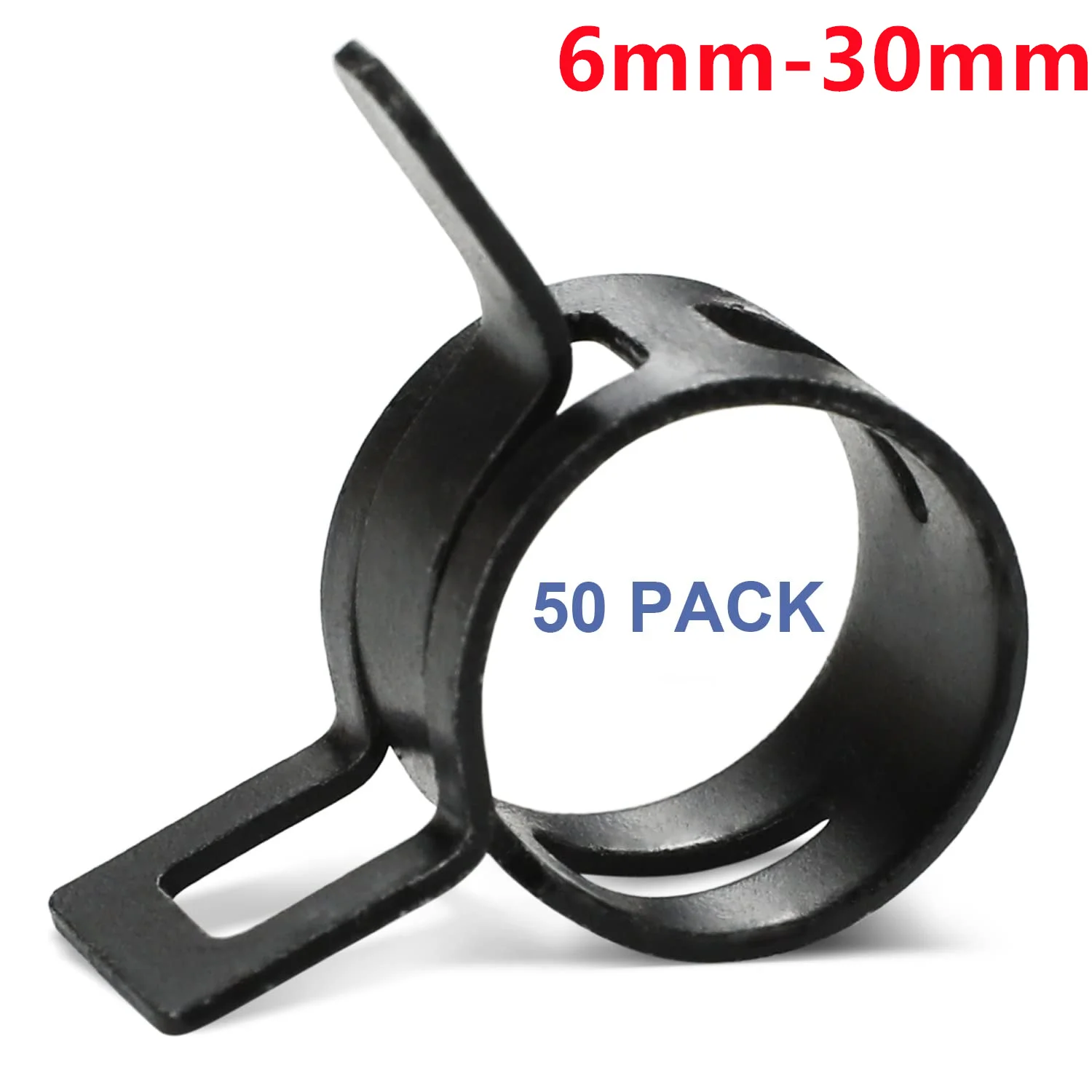 50pcs-6mm-Fuel-Hose-Clamp-Black-Spring-Band-Clamps-Vacuum-Line-Water ...