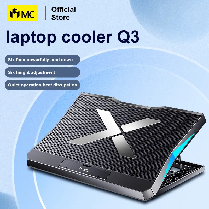 Q3 Gaming Laptop Cooler With Six Fans Adjustable Height Silent Cooling ...