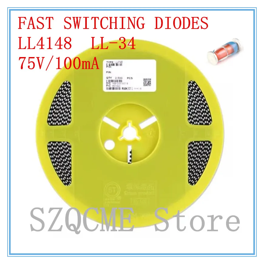 2500PCS-Reel-lot-LL4148-4148-1N4148-75V-100mA-Fast-switching-diode-LL ...