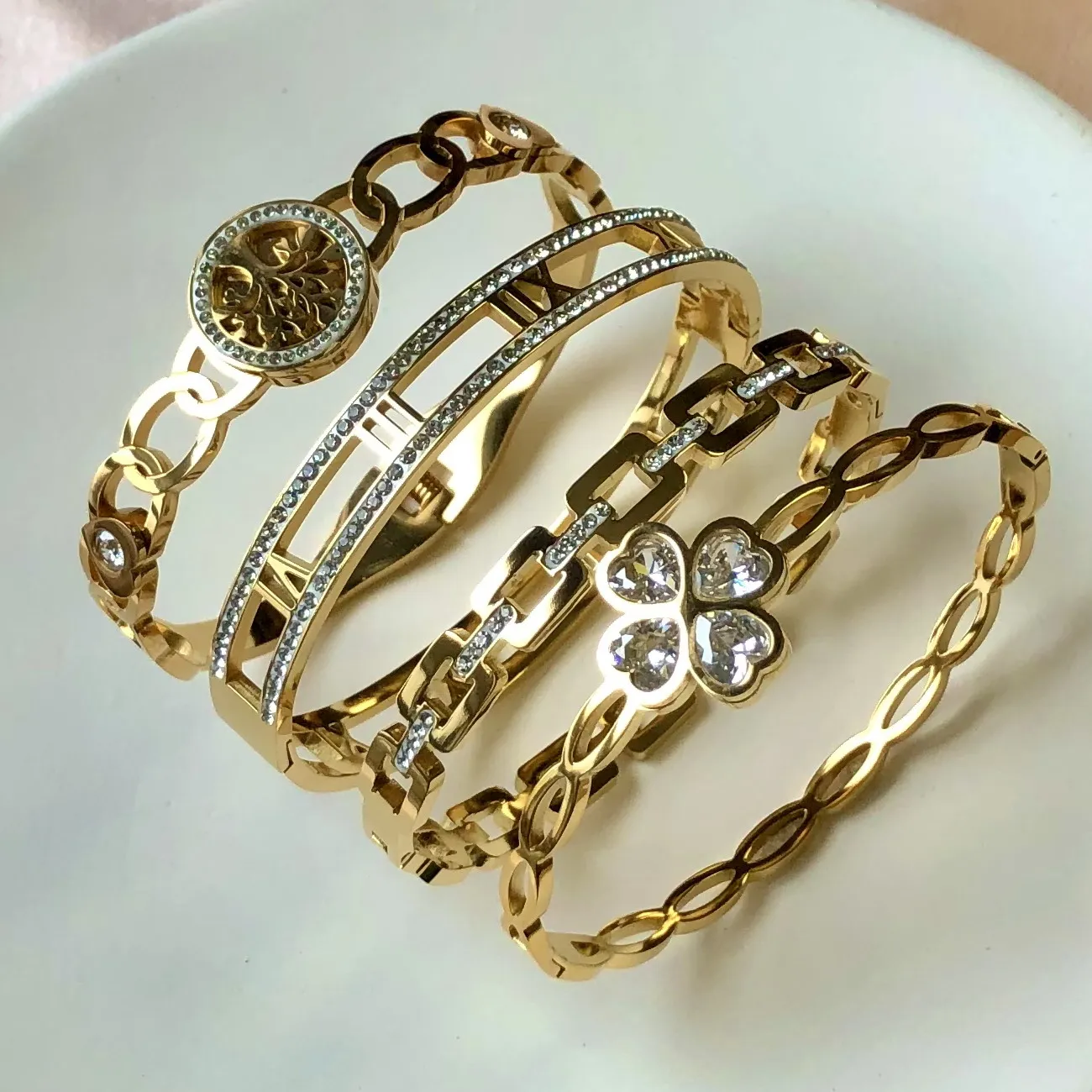 Pulsera con dijes de cristal romano para mujer, brazalete con números ...