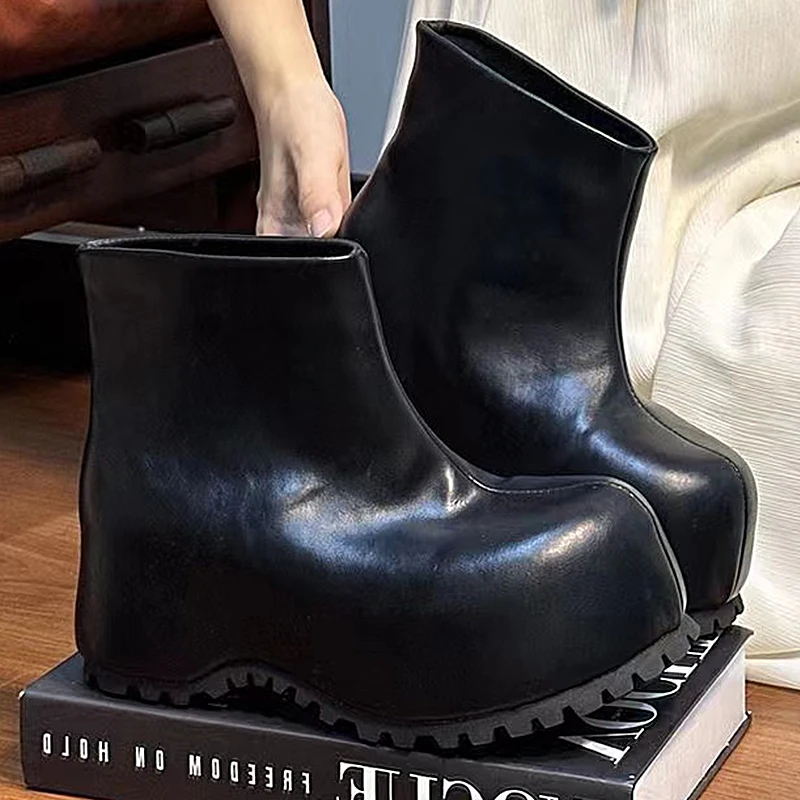 Bottines en cuir véritable pour filles, Style britannique, plateforme à ...