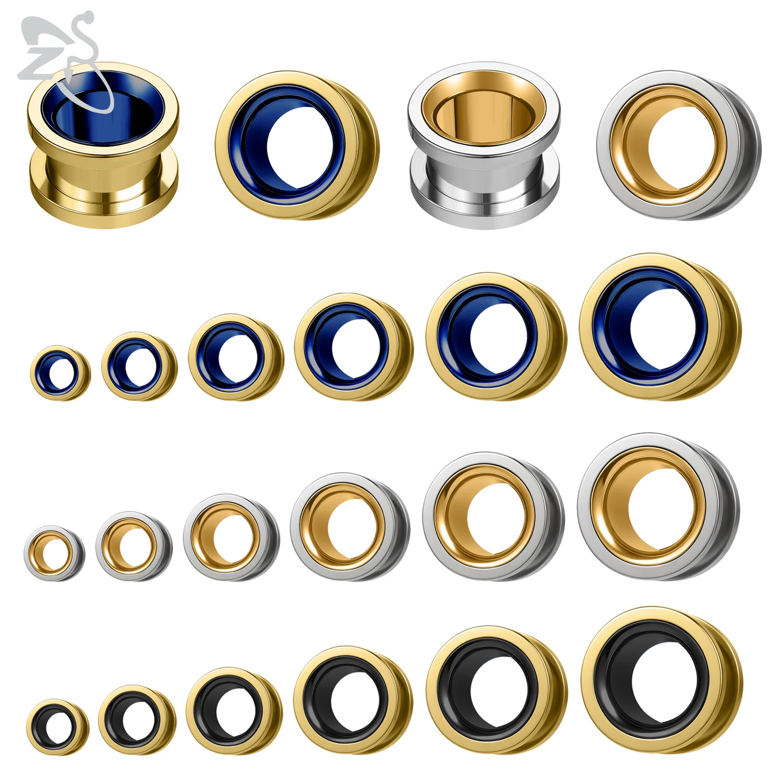 ZS-1PC-6-16mm-316L-Stainless-Steel-Ear-Tunnels-Plugs-Blue-Color ...