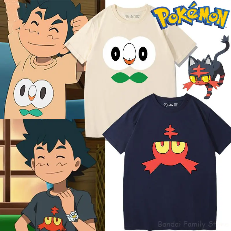 Pokemon Ash Ketchum T Shirt Anime Men Cotton Top Summer Boy Oversized ...