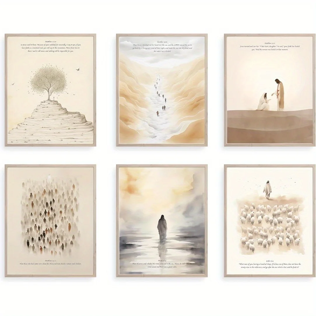 6-Pack Frameless Christian Wall Art, Inspirational Bible Verses, 8x10 ...