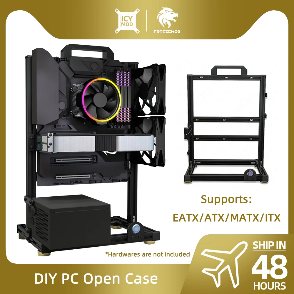 Open Case Gamers Cabinet Atx Mod Pc Chassis Rack Diy Computer Base Frame Desktop Matx Aluminum ...