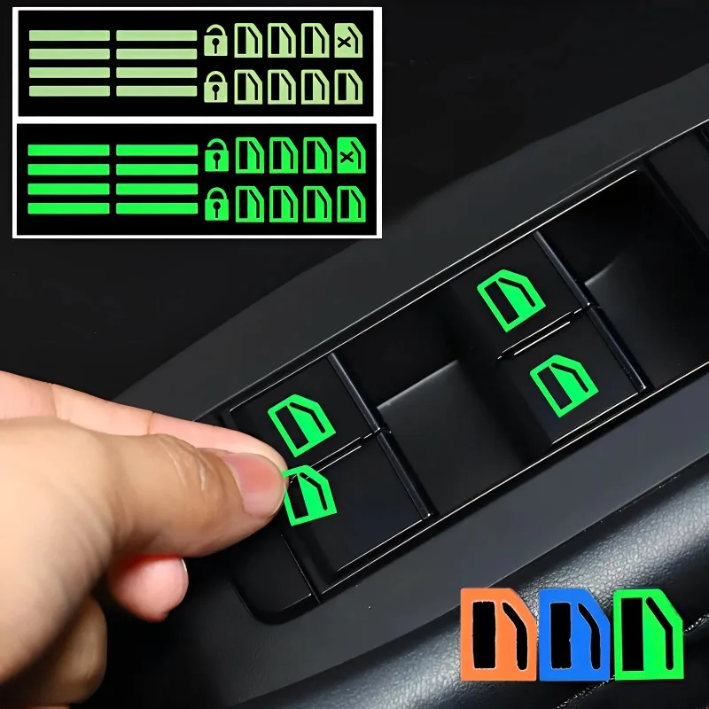 Car-Window-Button-Luminous-Sticker-Lifter-Switch-Night-Fluorescent ...