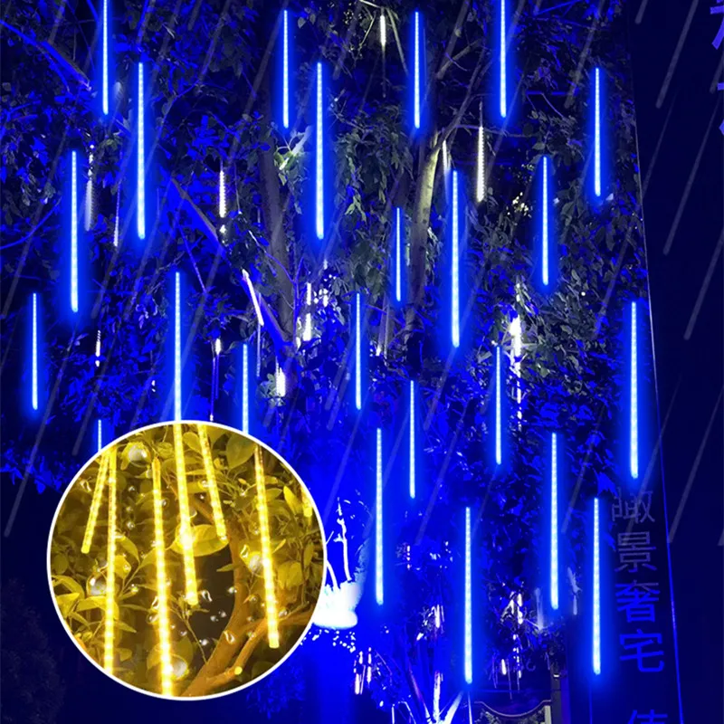 8 Tubes Meteor Shower Rain Led String Lights Fairy Garlands Christmas ...