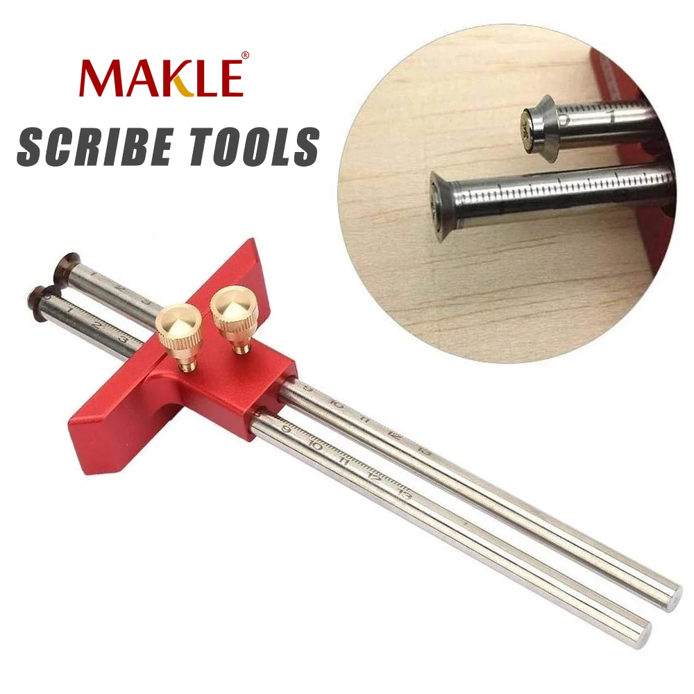 Makle Stainless Steel Woodworking Marking Gauge European Double Head ...