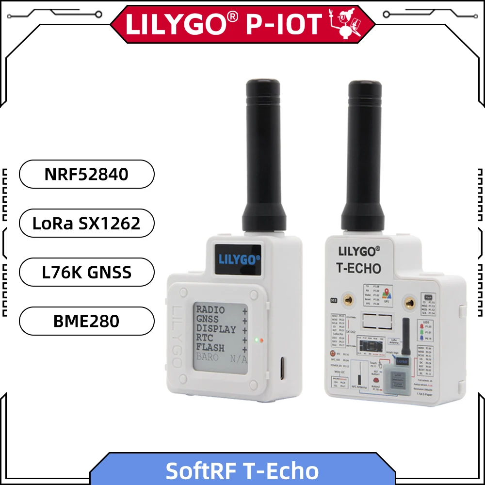 LILYGO-TTGO-SoftRF-T-Echo-nrf52840-lora-sx1262-433mhz-868mhz-915mhz ...