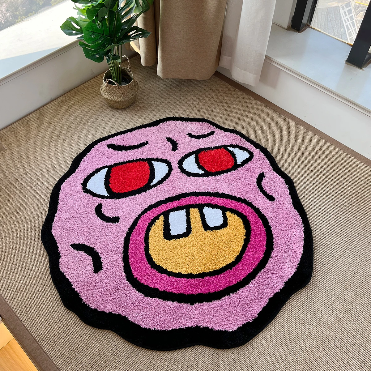Handmade Tufted Carpet Cherry Bomb Rug Pink Room Decor Kawaii Rug Small ...