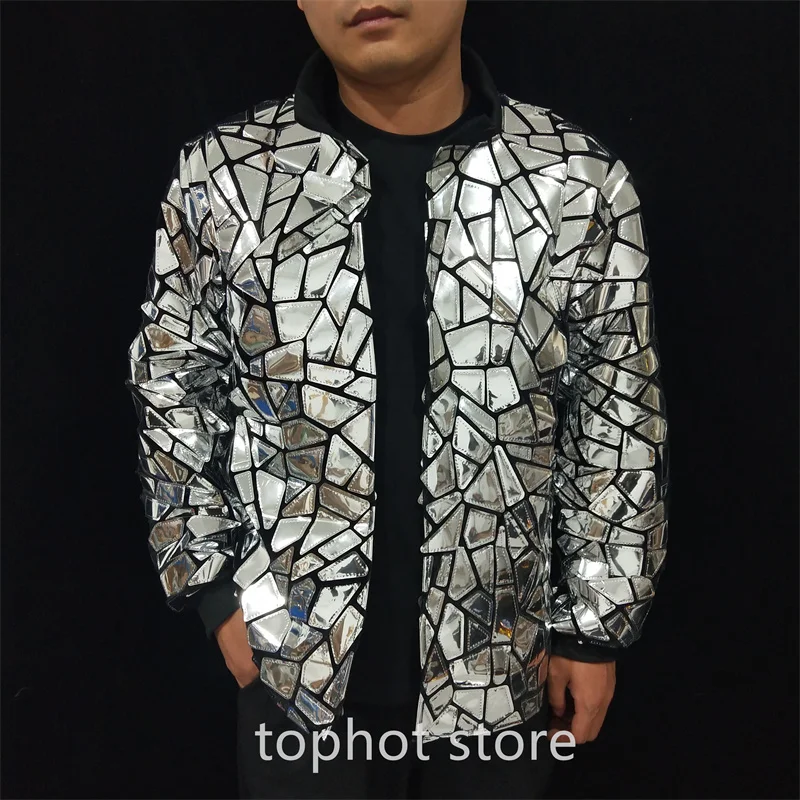 Shiny Mirror Jacket Bling Coat Male Stage Performance Costume Club ...