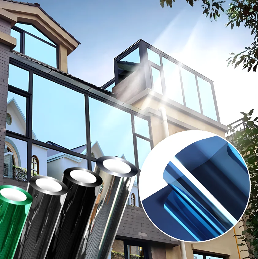 House-Window-Privacy-Film-Anti-Look-Vinyl-Mirror-Foil-Non-Adhesive-One ...