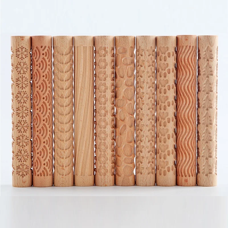 Pottery-Tools-Handmade-Clay-Roller-Set-Wooden-Handle-Clay-Texture ...