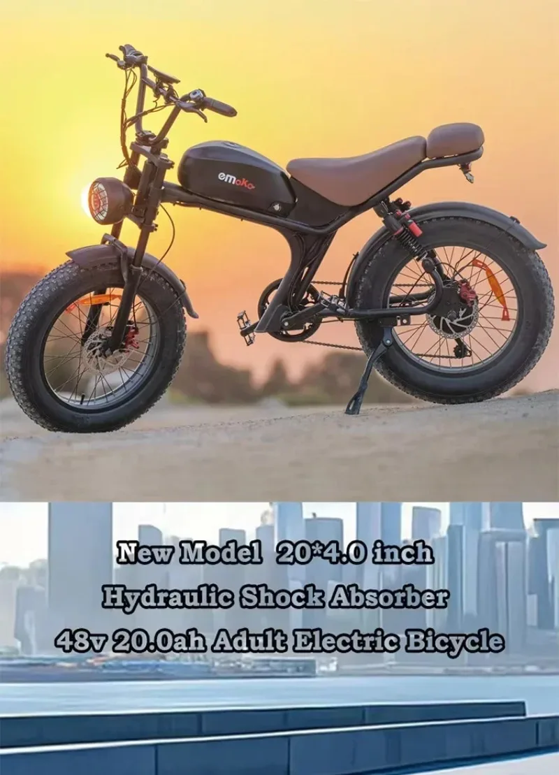 Emoko C93 E-bicycles 1000W Motor 48V20ah Lithium Battery Electric Motorcycle Off-road EBike ...