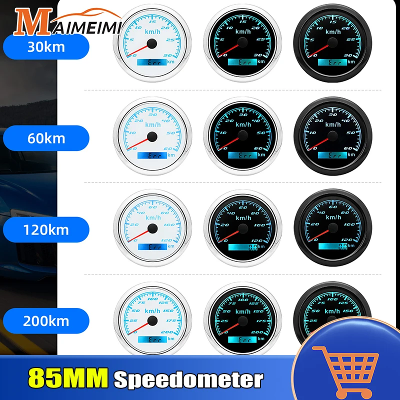 85mm-Speedometer-Odometer-Gauge-with-7-Colors-Backlight-30-60-120-200km ...