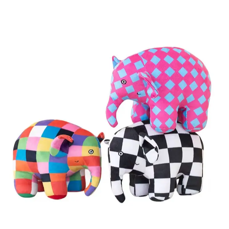 30CM Kawaii Funny Anime Elmer The Elephant Figure Plush Dolls Cute ...