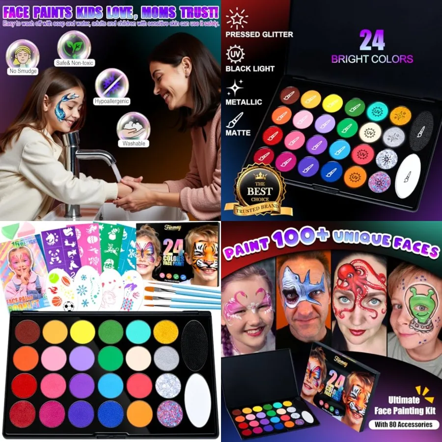 Face Painting Kit for Non-Toxic and Hypoallergenic Face Paint Makeup ...
