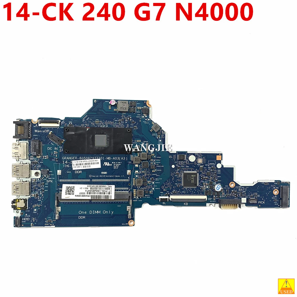 Used For HP TPN I131 14 CK 240 G7 Laptop Moederbord W/ N4000 CPU L23234 ...