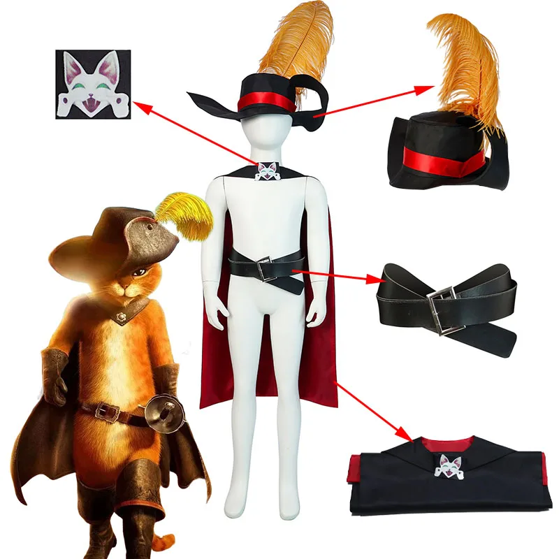 Disfraz-de-Cosplay-con-botas-para-ni-os-traje-con-capa-sombrero-ropa ...
