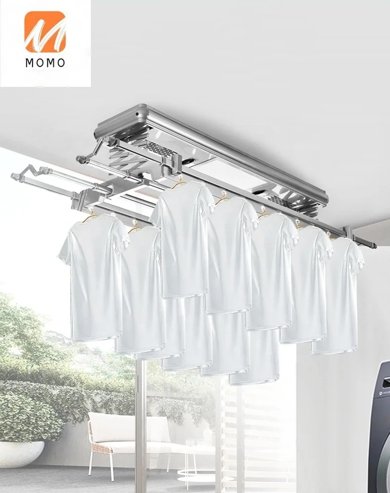 silver-smart-clothes-hanger-automatic-foldable-electric-ceiling-clothes ...