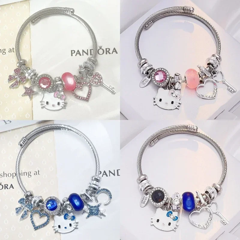 New-Sanrio-Hello-Kitty-Pandora-Bracelets-925-Silver-Series-Heart-Shape ...