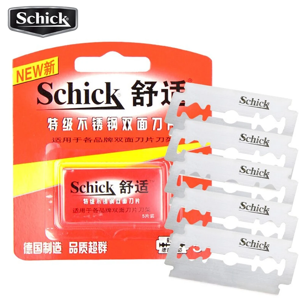 5-Blades-Pack-Schick-Safety-Double-Edge-Razor-Blade-Men-Safety-Razor ...