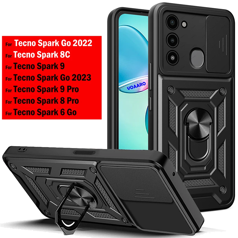 Armor-Funda-for-Tecno-Spark-Go-2022-Stand-Case-Slide-Camera-Kickstand ...