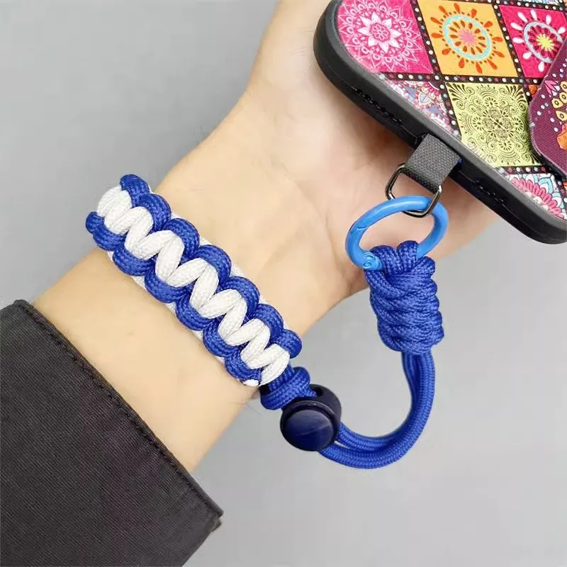 Mobile-Phone-Lanyard-Hand-woven-Short-Wrist-Rope-Adjustable-Telescopic ...