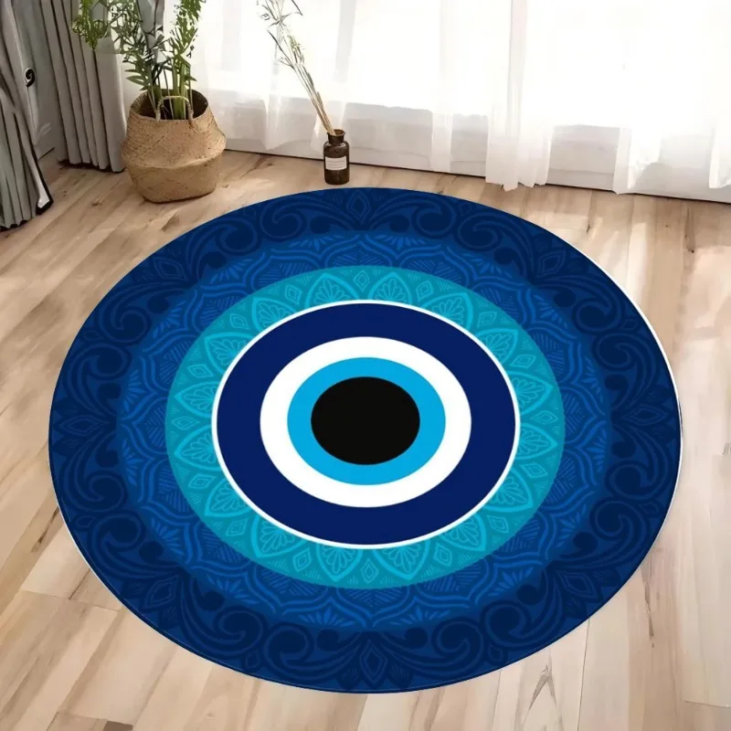 Blue Evil Eye Carpet Mat Rug Mandala Pattern Symmetric Decorative ...