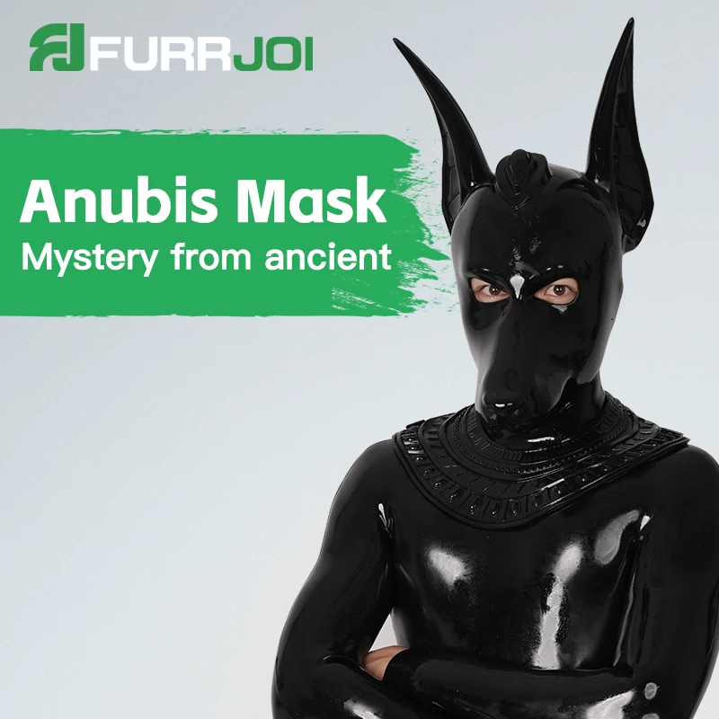 Furrjoi silicone anubis máscara peluda cosplay trajes realista cabeça ...