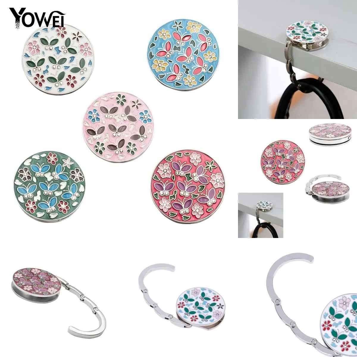 1PCS-Flower-Shape-Metal-Bag-Table-Hanger-Holder-Protable-Tiny-Hooks ...