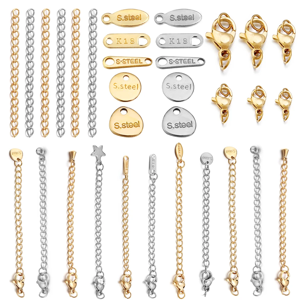 Stainless-Steel-Lobster-Clasps-Connector-Extension-Chains-Link-Jump ...