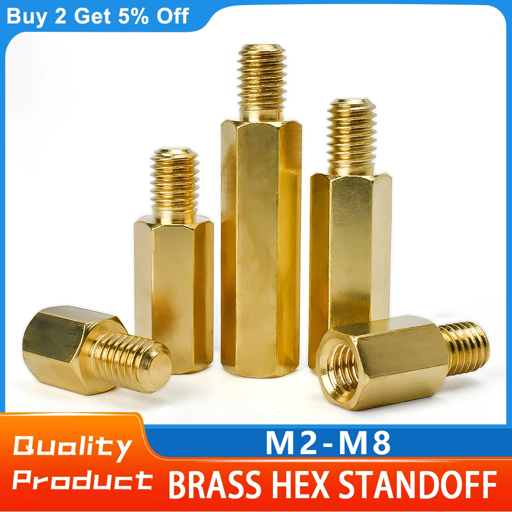Brass Hex Standoff Hexagon Thread Metric Male Female PCB Stud Spacer M2 ...