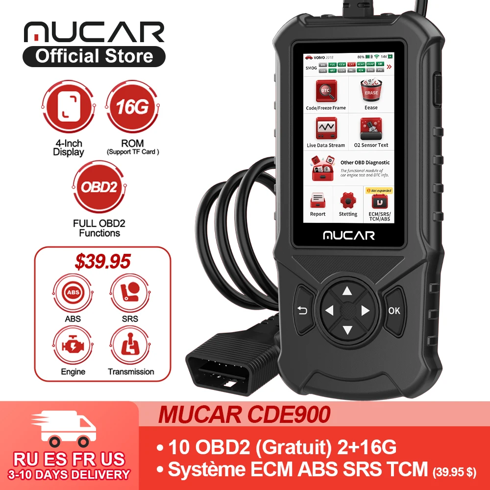 Mucar Cde900 Obd2 Outils De Diagnostic 16g Rom Wifi 4 Systèmes À Moteur ...