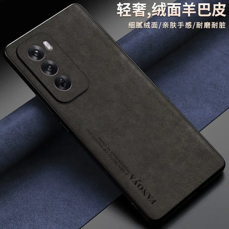 Luxury Leather Matte Shockproof Bumper Shell for Reno 12 Pro 5G (Grey)