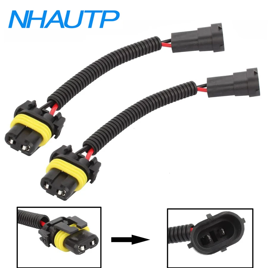 NHAUTP 2Pcs HB3 9005 HB4 9006 Female To H11 Male Socket Connector ...