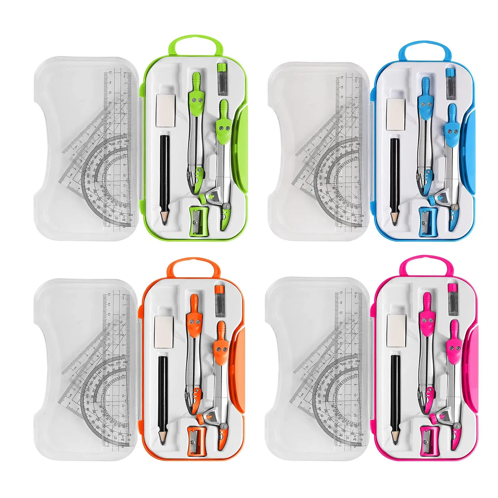Math Geometry Kit Protractor Compass Set Triangle Ruler Stationery ...