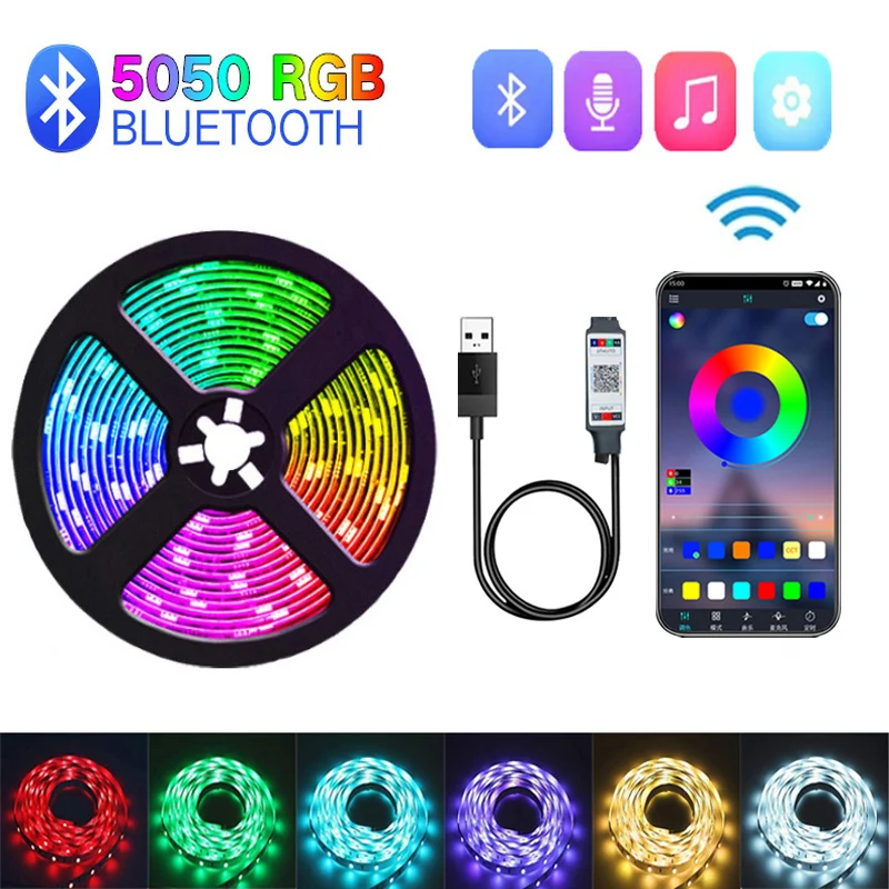 5V USB LED 스트립 조명 RGB 테이프 5050 0.5m 5m 블루투스 5V 유연한 RGB LED 스트립 USB 램프 테이프 다이오드 리본 Tv Led 백라이트 ...