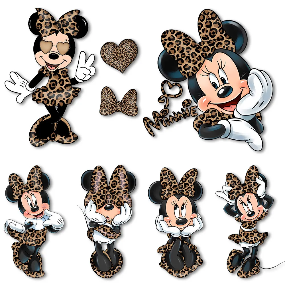 Leopard Minnie Mouse DTF Prints Iron on Decals Heat Transfer Stickers ...