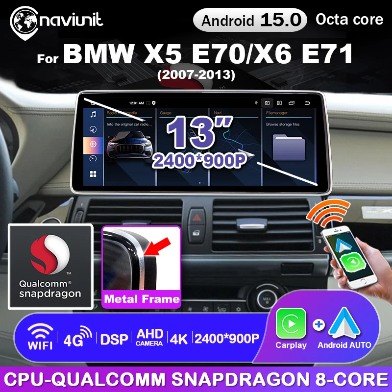 8-CORE Snapdragon Wireless CarPlay Android 15 Auto Car Radio Stereo For ...