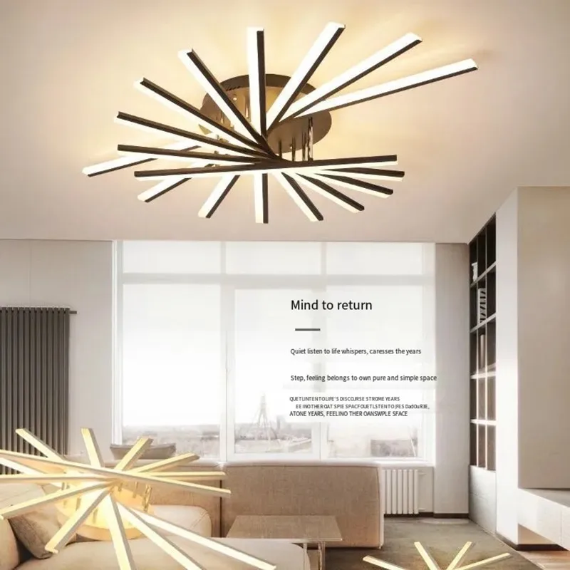 Candelabros de techo LED con personalidad, tira de luz larga moderna ...