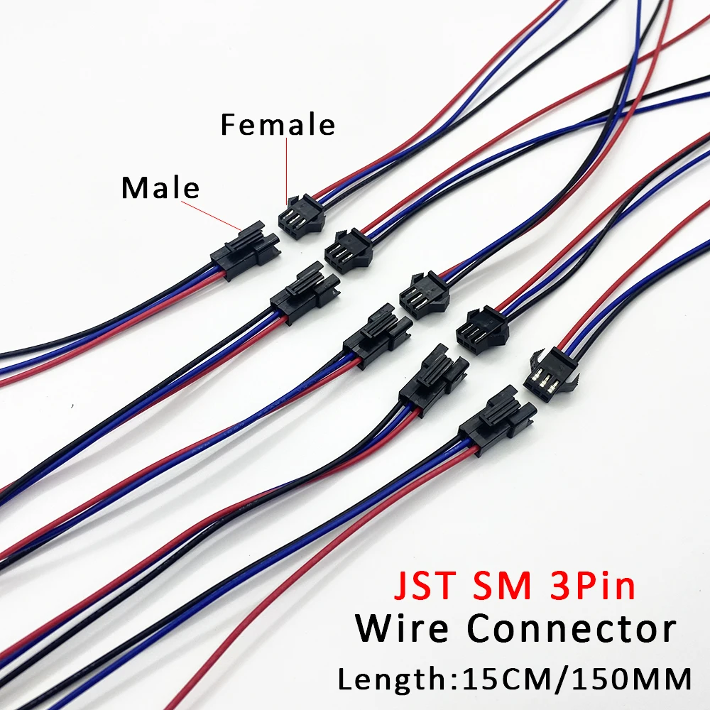 Conectores de cable macho y hembra JST SM 3, Adaptador electrónico para tira de luz RGB RGBW ...