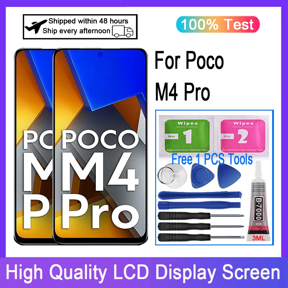 Original AMOLED For Xiaomi Poco M4 Pro 4G 2201117PI 2201117PG MZB0B5VI LCD Display Touch Screen ...