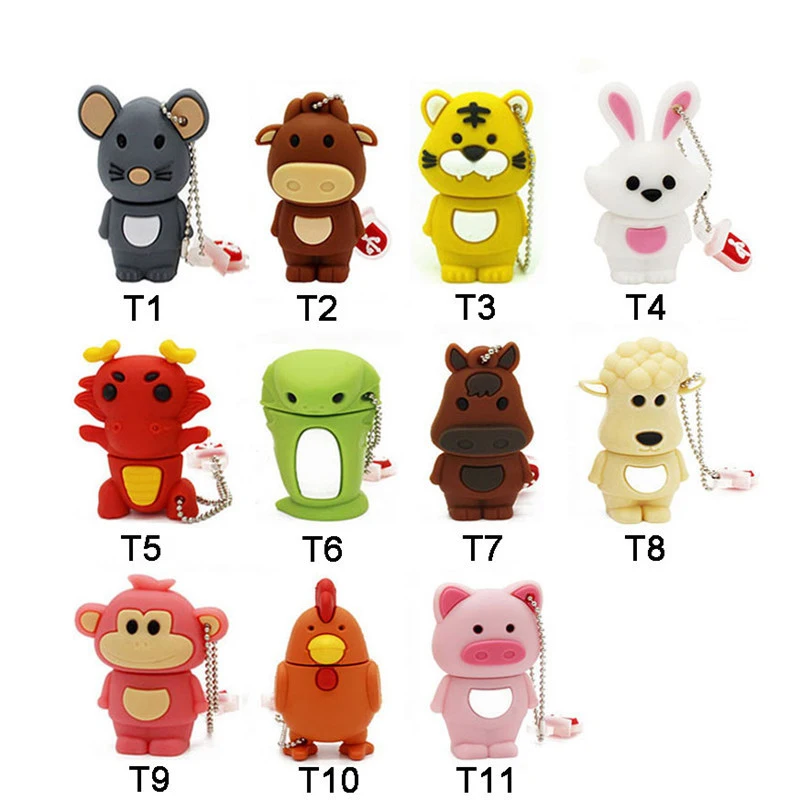 Chinese Zodiac usb flash drive disk animal green snake/chicken/rabbit ...